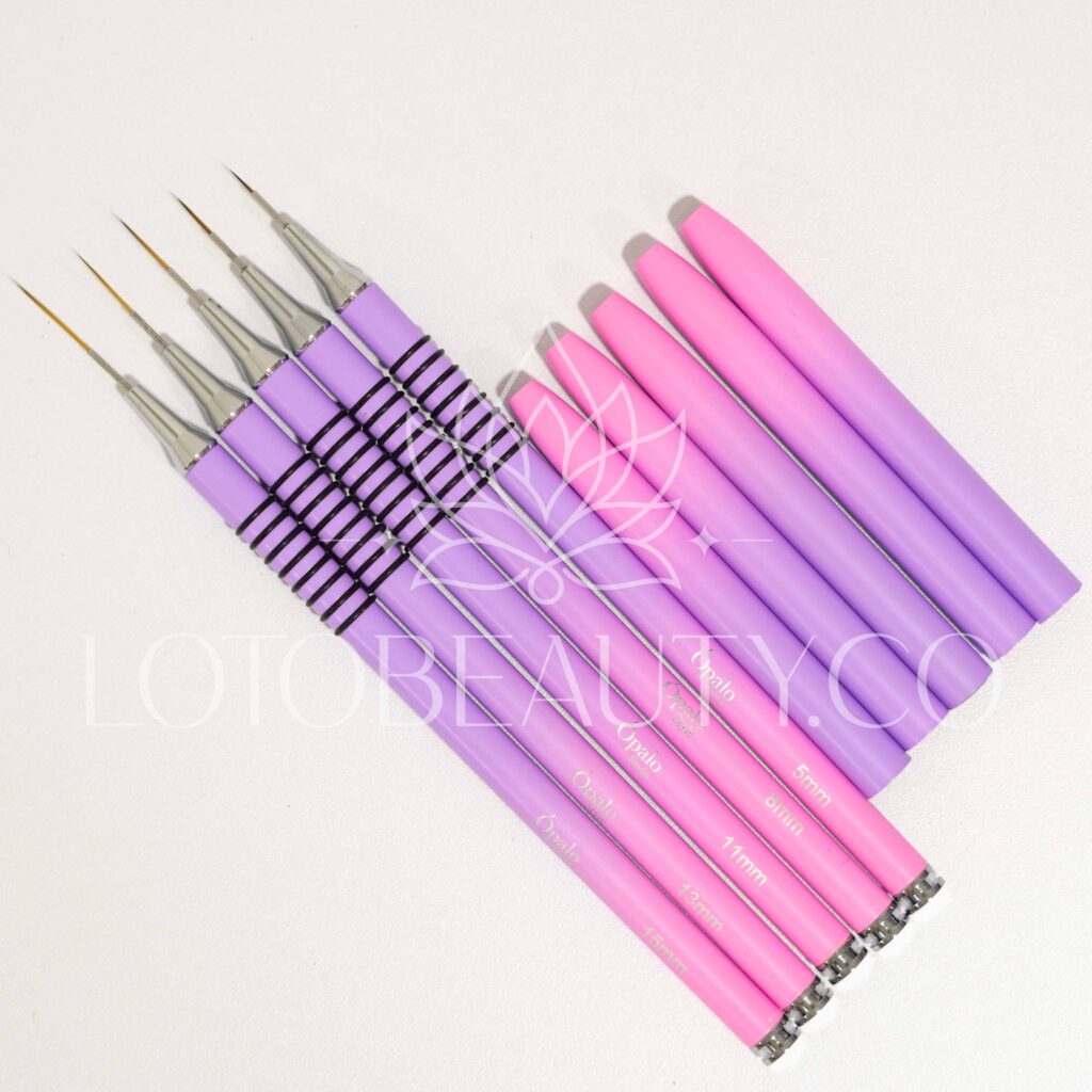 Kit De 5 Pinceles Lainer De Lujo Con Tapa Para Uñas Morado - Lotobeauty